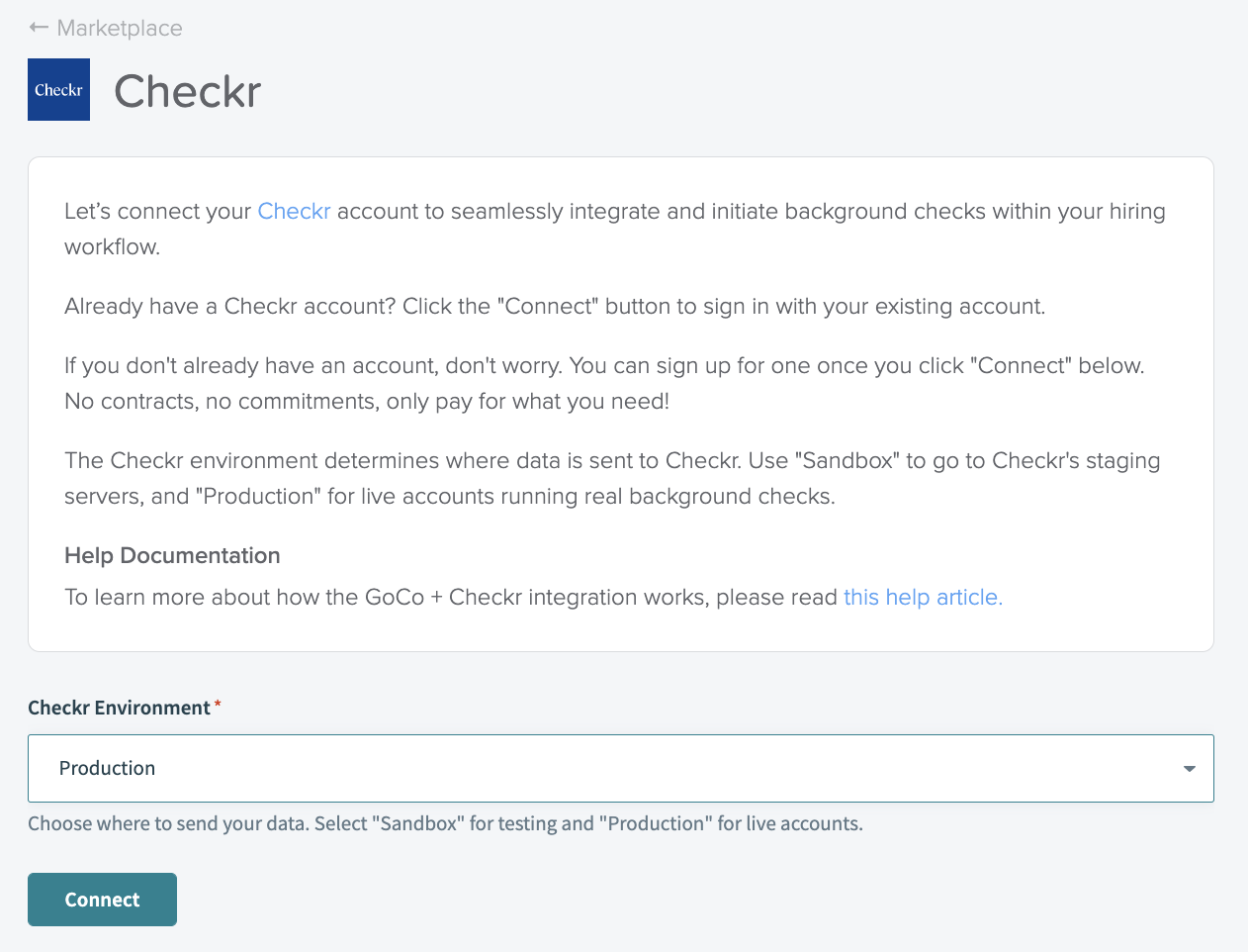 How do I connect GoCo to Checkr?