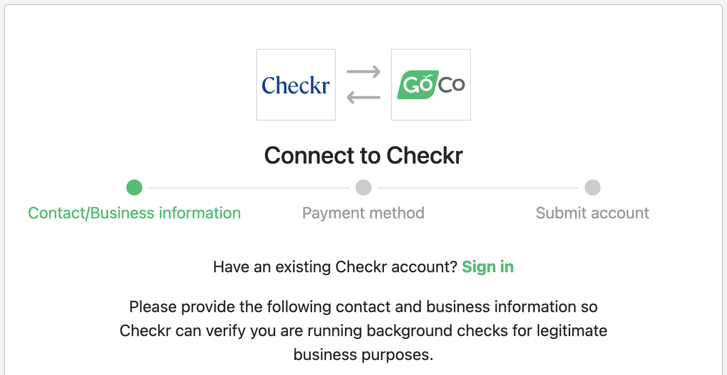 How do I connect GoCo to Checkr?