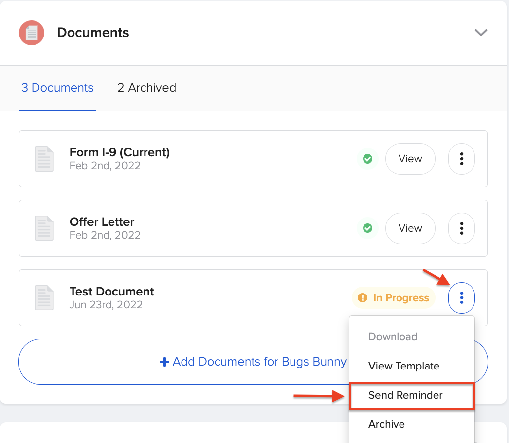 How to send Reminders for Documents