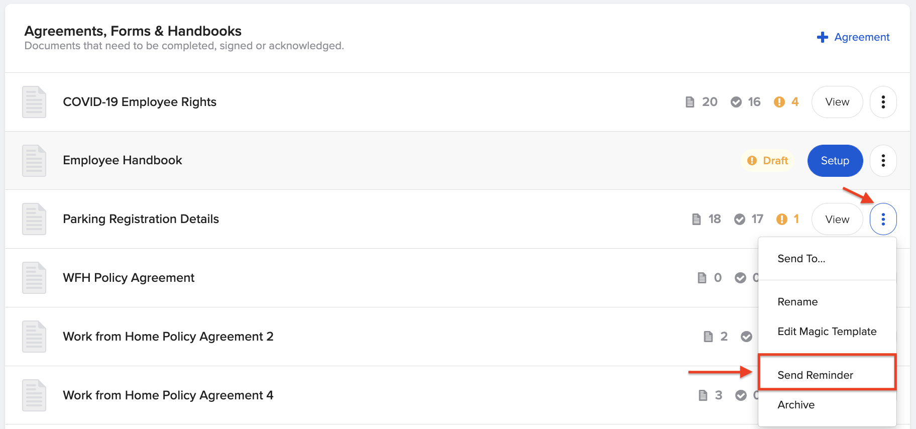 How to send Reminders for Documents