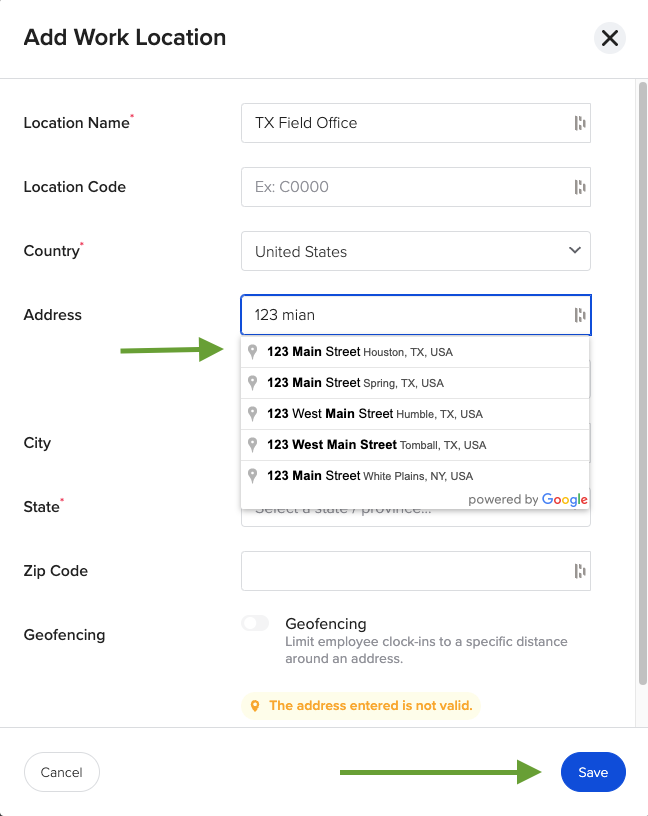 Setting Up and Managing Work Locations
