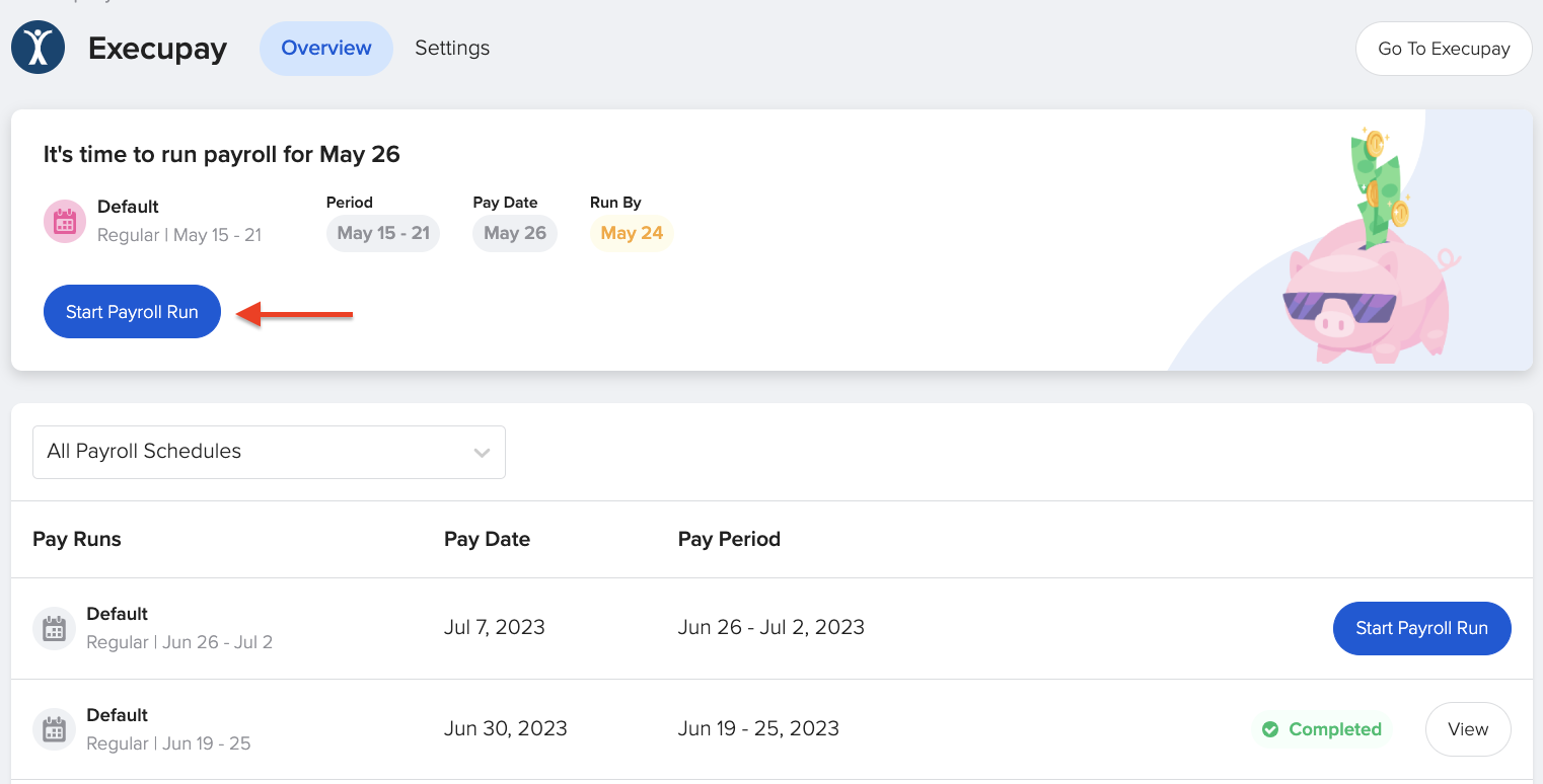 How do I process payroll using Execupay?