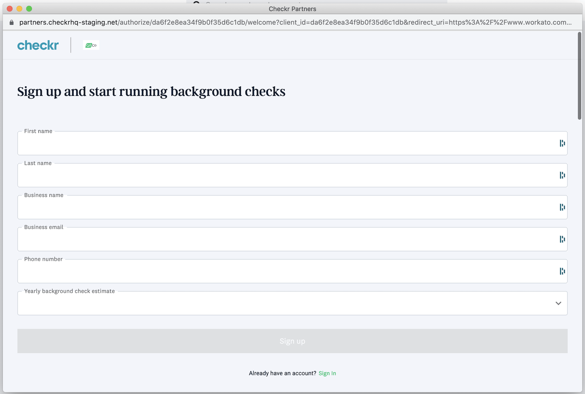 How do I connect GoCo to Checkr?