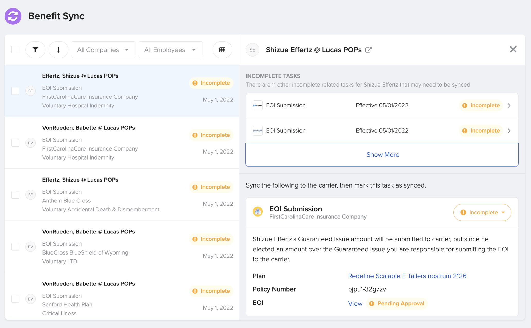 What is the Benefit Sync Dashboard?