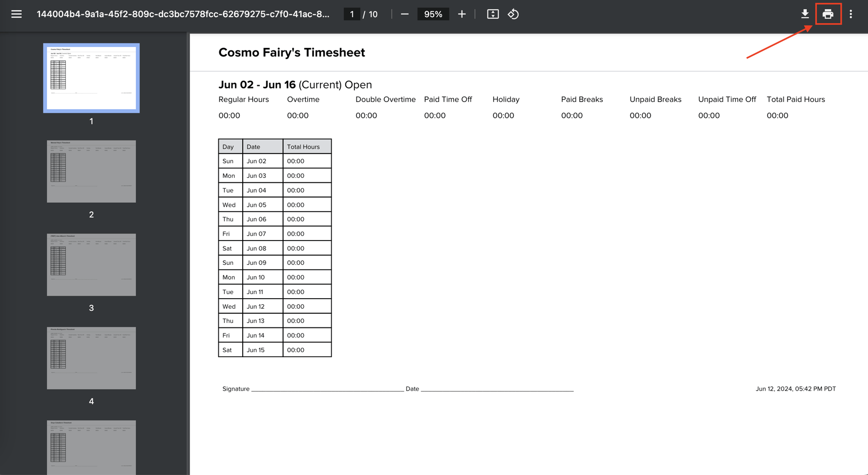 How to Print Timesheets