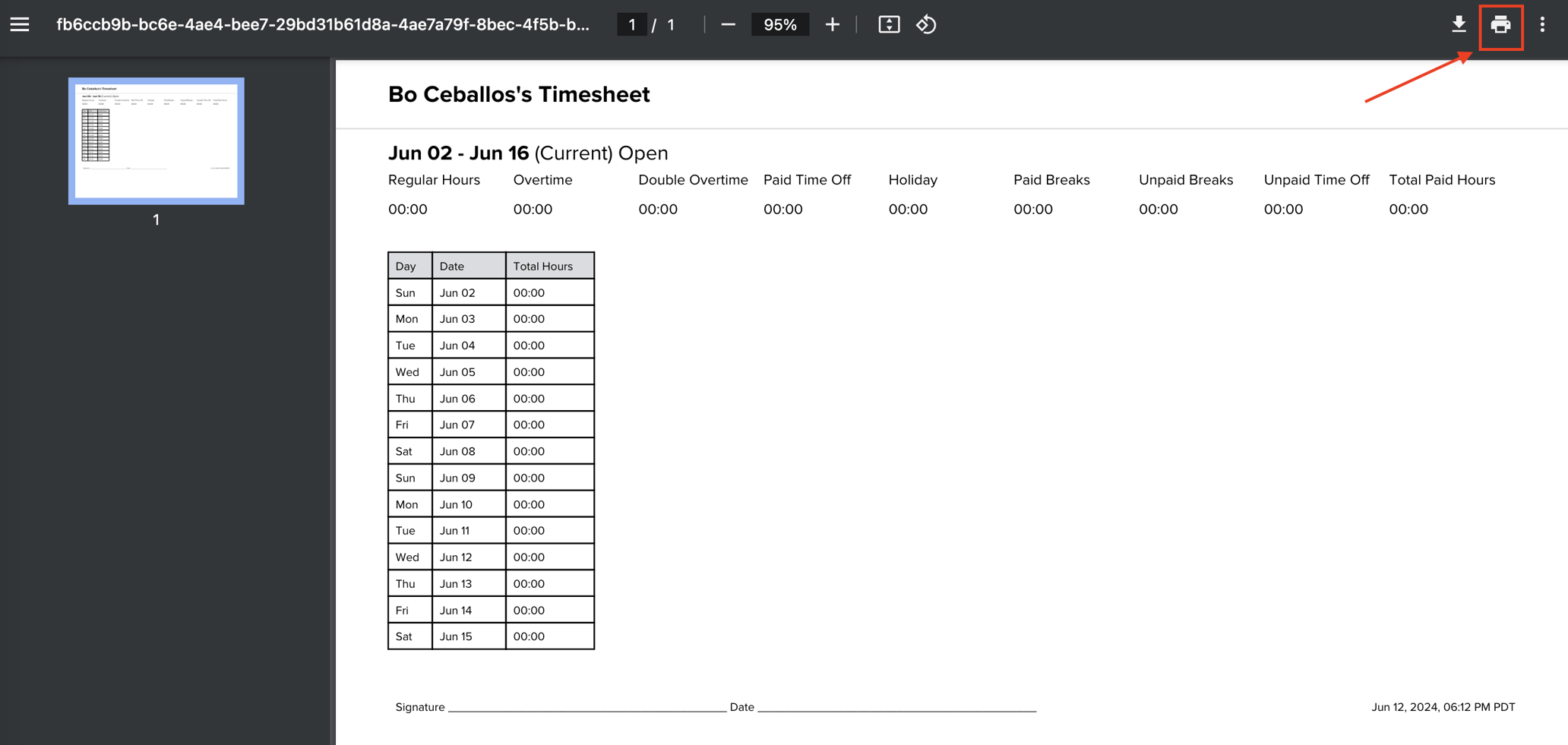 How to Print Timesheets