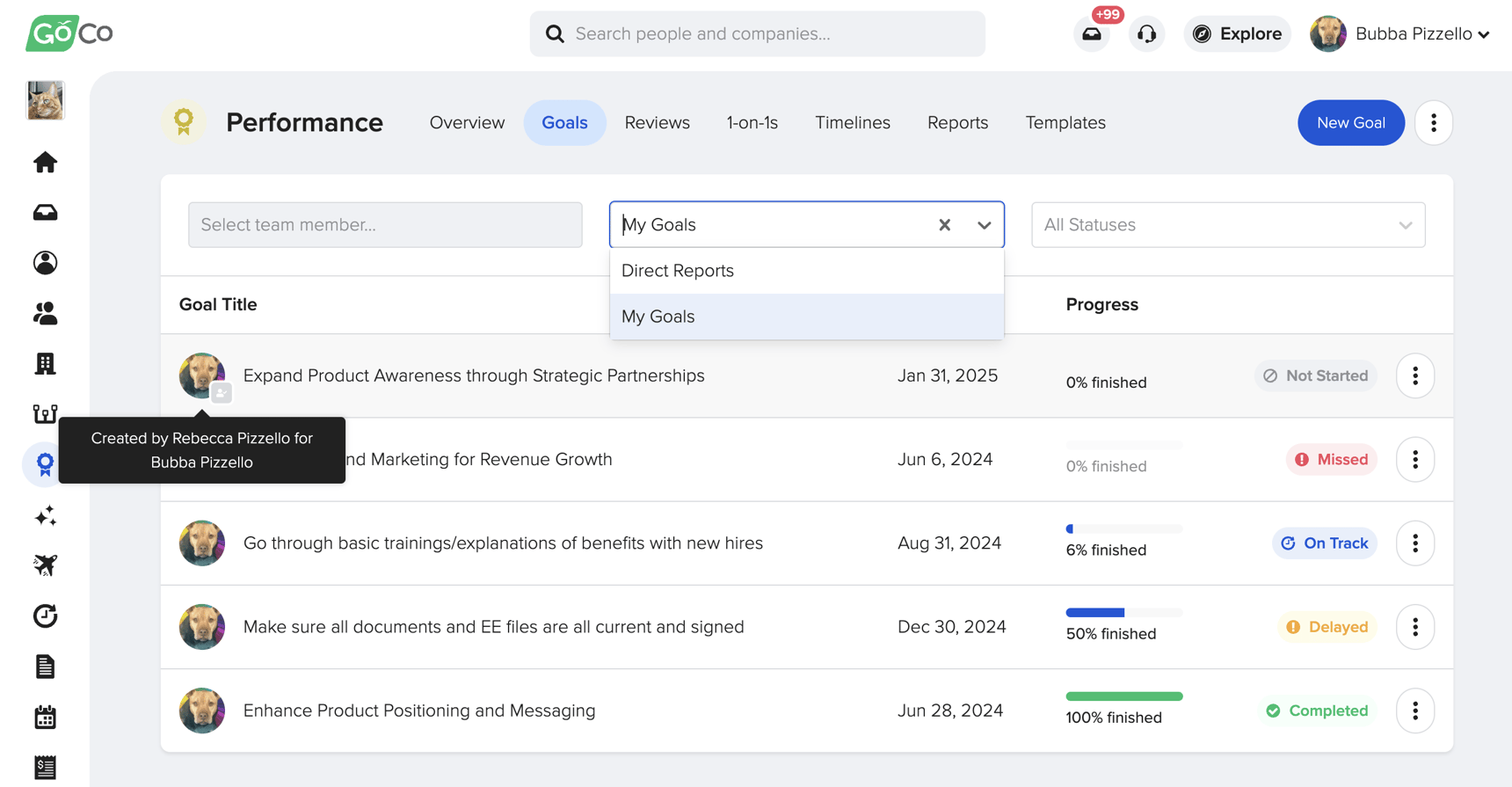 How do I update Goals and Milestones?