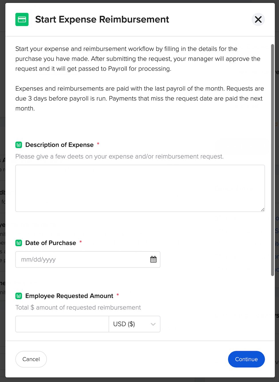 What can I do in the Start Form?