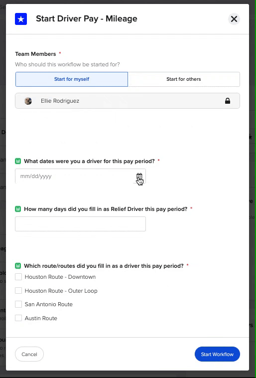 Can I set a Workflow to be started by an Employee?